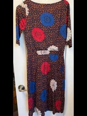 Boden | Dresses | Boden Navy Midi Dress With Red Blue And Cream Floral ...